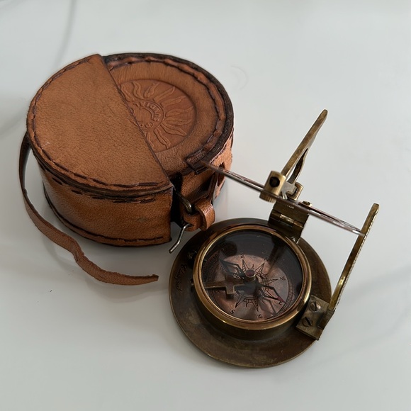 Source Unknown | Other | Brass And Copper Pocket Sundial Compass With ...